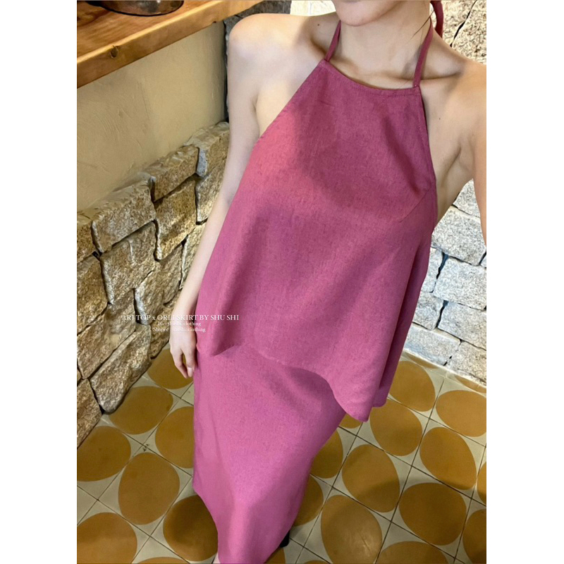 Ari Top - Pink Camisole and Skirt (original photo) | Shopee Malaysia