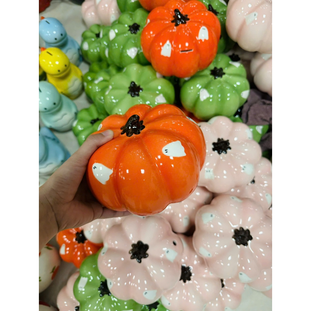 Ceramic Savings Piggy Bank - Halloween Pumpkin Shaped Savings Piggy ...