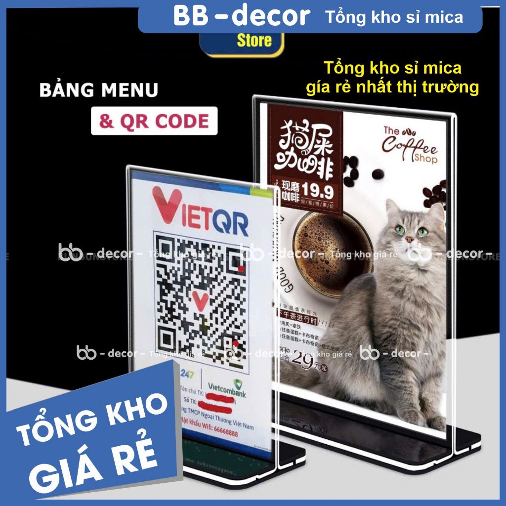 Mica Menu Shelf A4, A5, A6, QR Code Tabletop mica Board, Tabletop mica ...