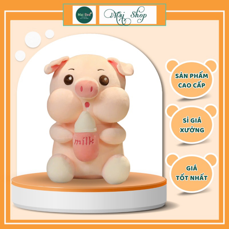 Pig teddy bear, pig bear holding a high-end milk bottle. Maibee shop ...