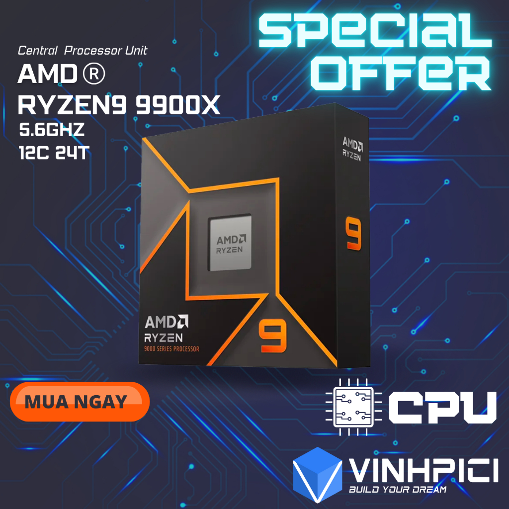 Amd Ryzen 9 9900X CPU (4.4GHz Boost 5.6GHz / 12 cores 24 threads / 76MB / AM5) [NEW] | Shopee ...