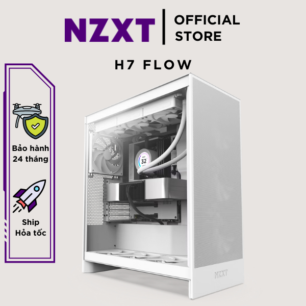Nzxt H7 Flow Computer Case Genuine ATX/Mid-Town Gaming Case with 24 ...