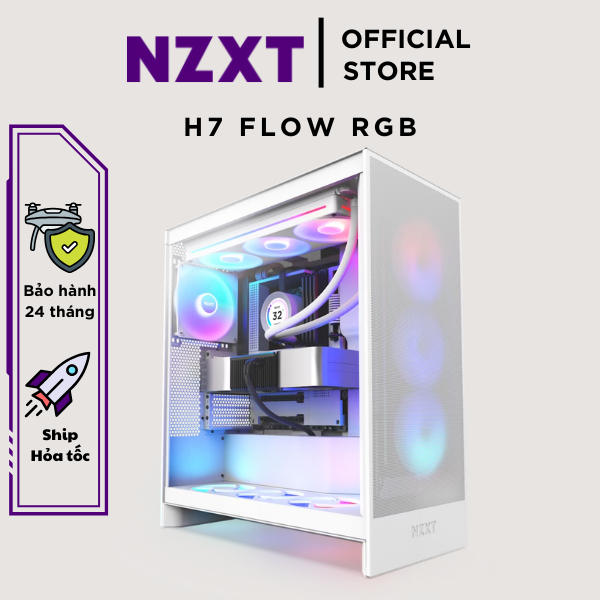 Nzxt H7 Flow RGB Computer Case Genuine ATX/Mid-Town Gaming Case with 24 ...