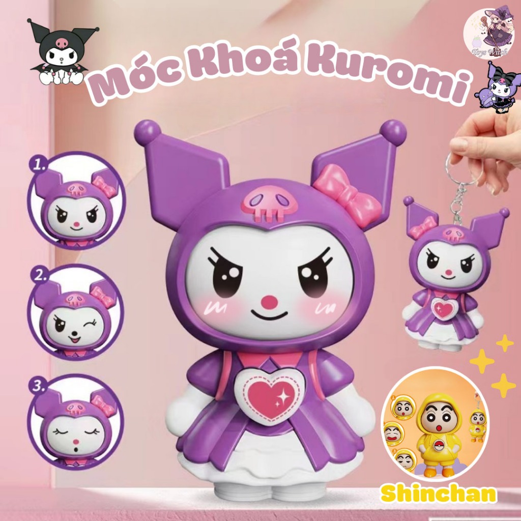 TRI Kuromi Shin Chan Keychain Toy Changes Face Expression With Many ...