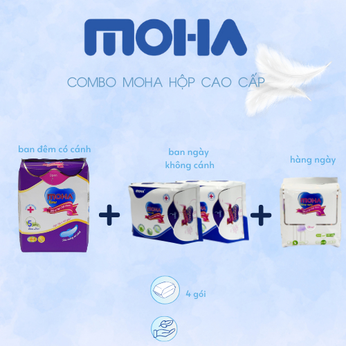Combo 1 cycle of MOHA sanitary napkins (1 night + 2 during the day + 1 ...