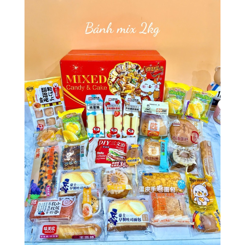 Box of 2 kg Mixed Cakes of all kinds, triangle mixed flavors (free 2 ...