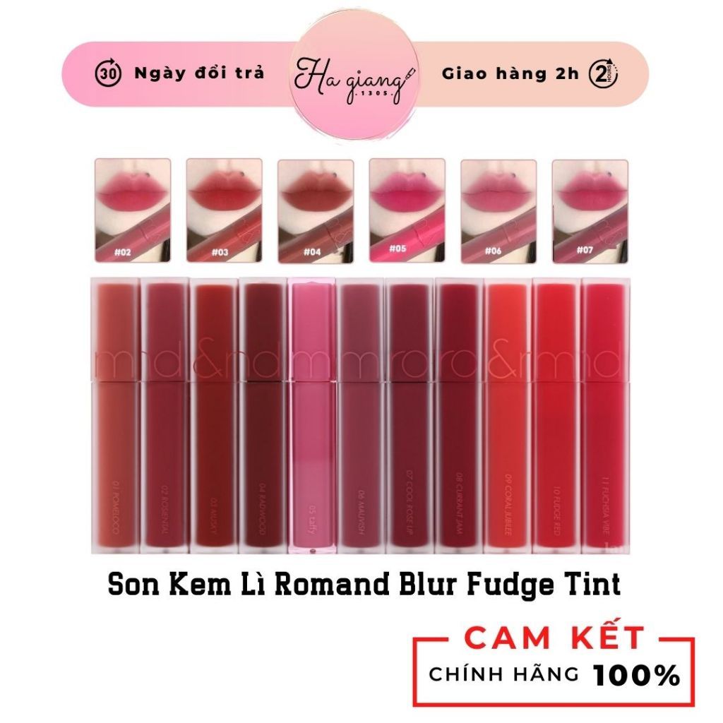 Romand Blur Fudge Tint with Standard Color, Smooth Lips 03 Musky Brick ...