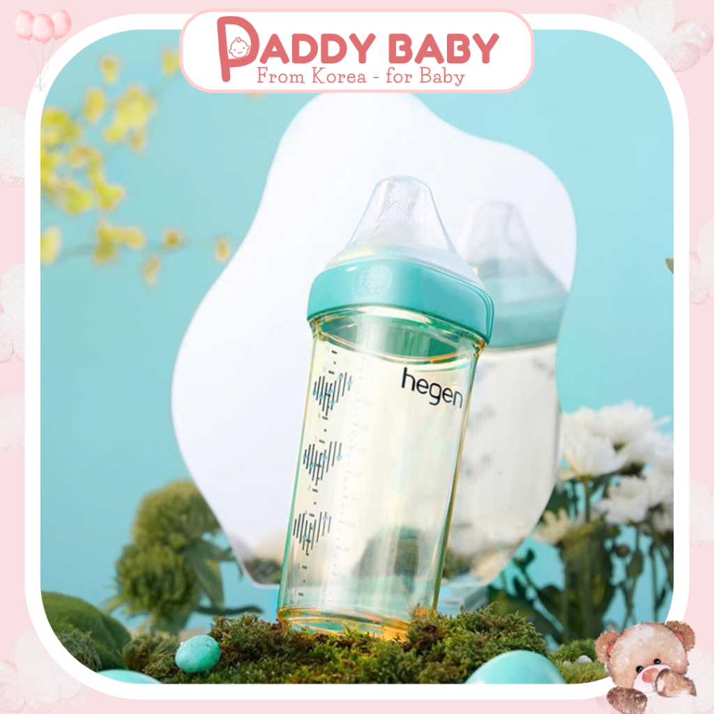 Hegen Green Heart Robin's Egg Blue baby bottle 330ml with 3 nipples for ...