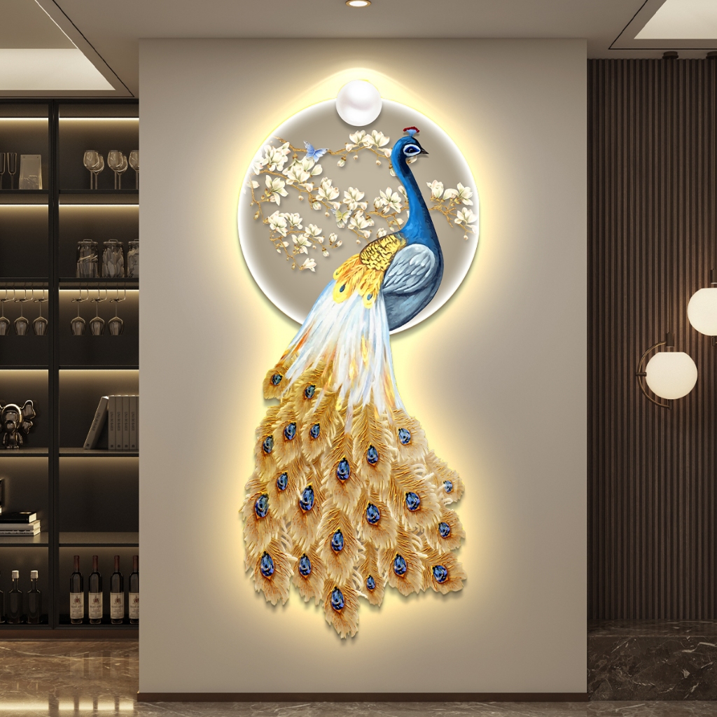 Peacock LED Painting for good luck and fortune for home decoration ...