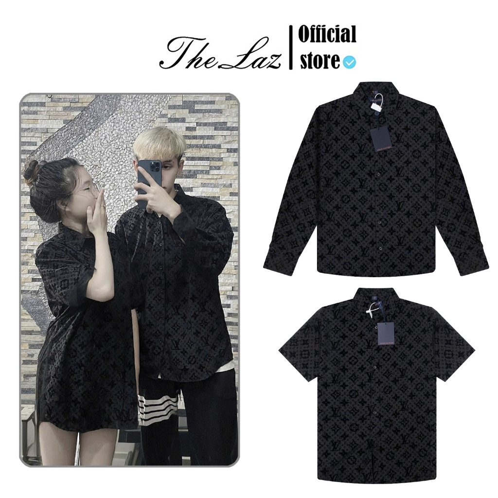 Monogram Full Black Embossed Shirt - Men's and Women's Shirt, 100% ...