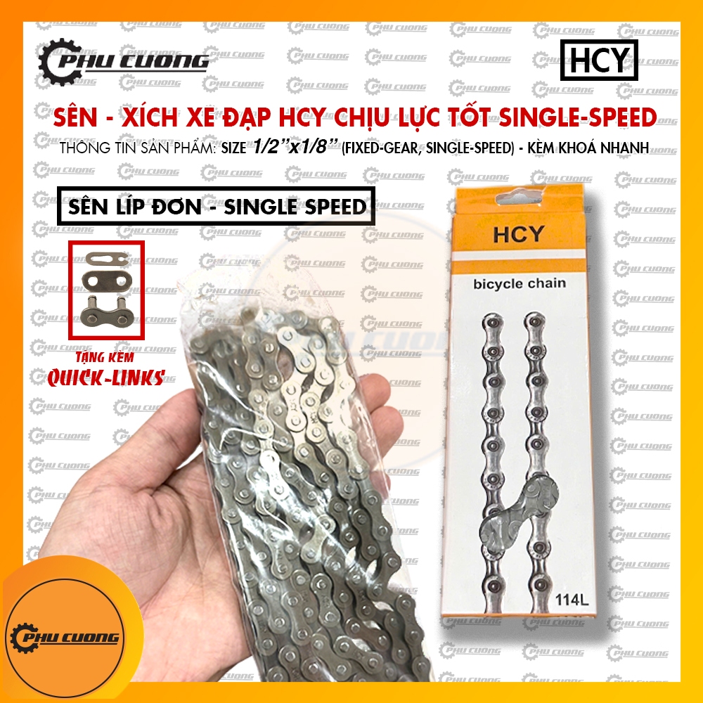 Universal HCY heavy-duty chain 114L long with chain link for Fixed-Gear ...