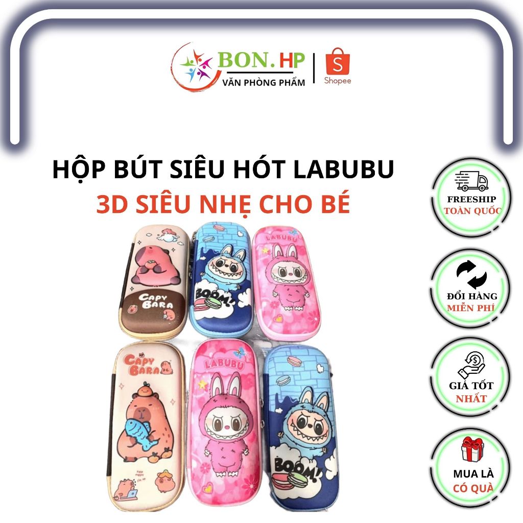 Labubu 3D Embossed Pen Case with 2 Compartments - Cute CAPYPARA BON.HP ...