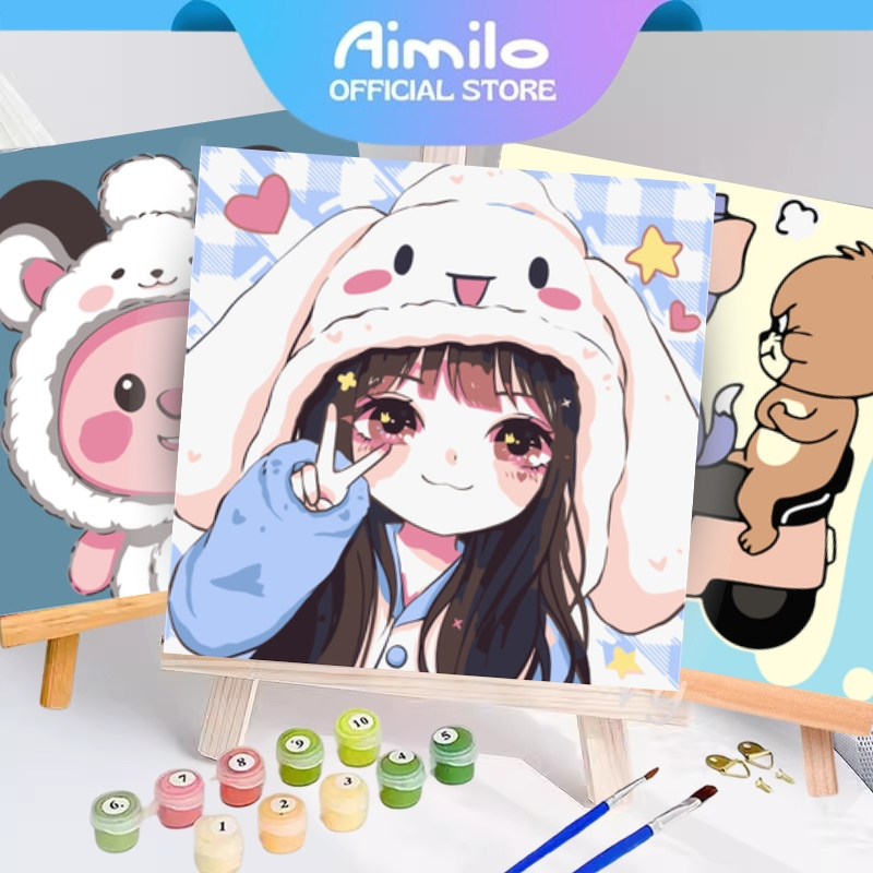 【Aimilo】Digitized Coloring painting with frame and color, brush size ...