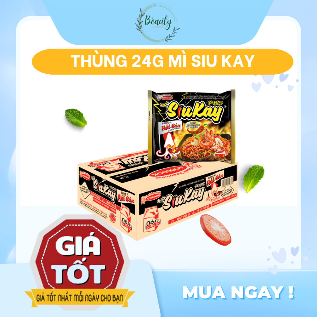 Carton of 24 packs of SIUKAY Noodles Seafood Flavor Spicy Beef Spicy ...