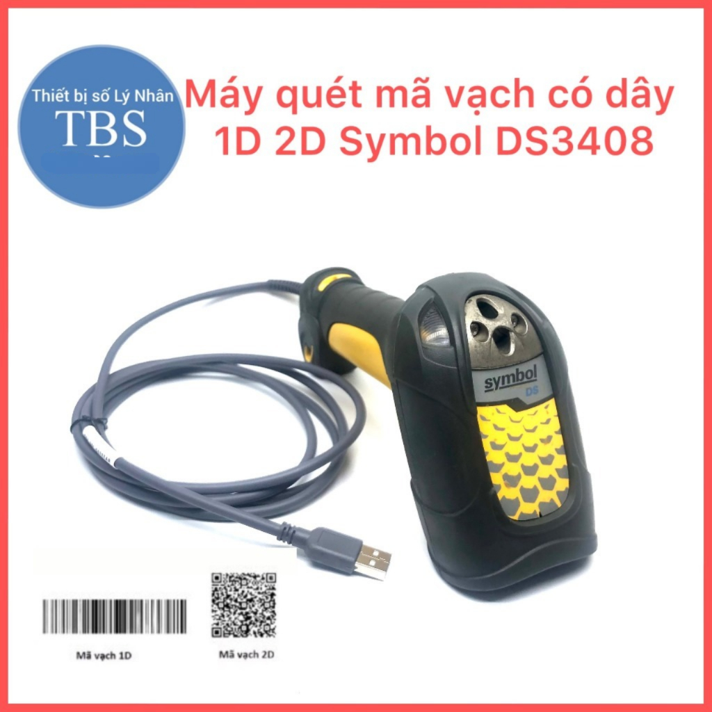 Symbol DS3408 1D 2D wired barcode scanner scans barcodes and QR codes ...