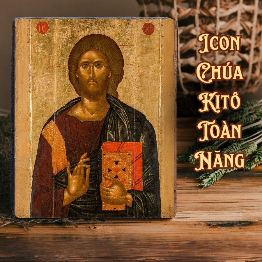 Natural Wooden Jesus Christ Icon Painting - Wooden Desk Painting ...