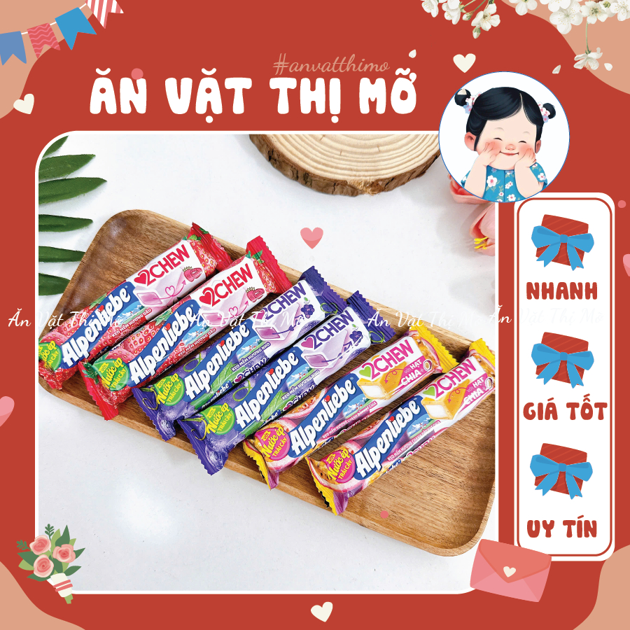 Alpenliebe 2 Chew soft candy in bars of all flavors - Strawberry, Grape ...