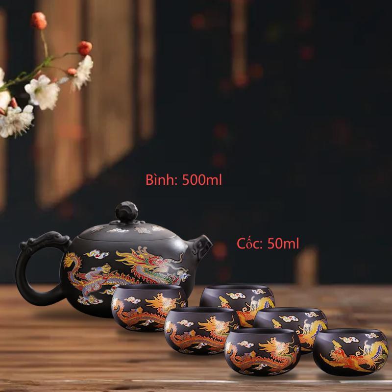 SA Large color-changing dragon and phoenix purple teapot 500ML Xishi ...