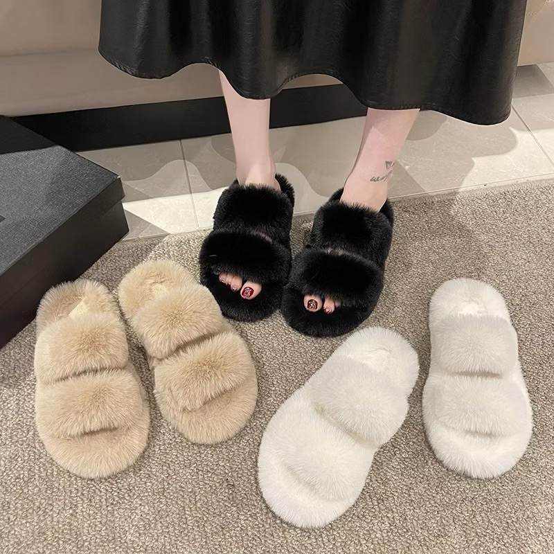 Class 1 beautiful high-soled women's fur slippers for the new Fall ...