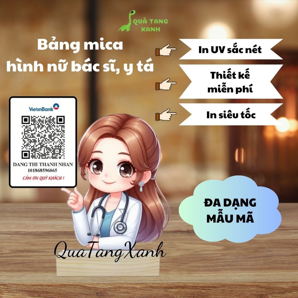 Mica board with qr code printed on the table of doctors and nurses with ...