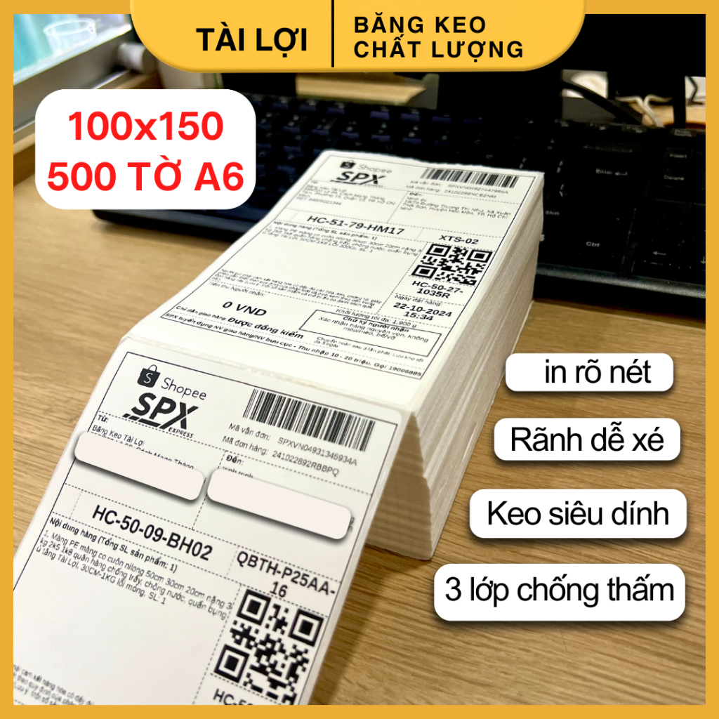 Self-adhesive thermal paper A6 decal thermal printing 100x150, stack of ...