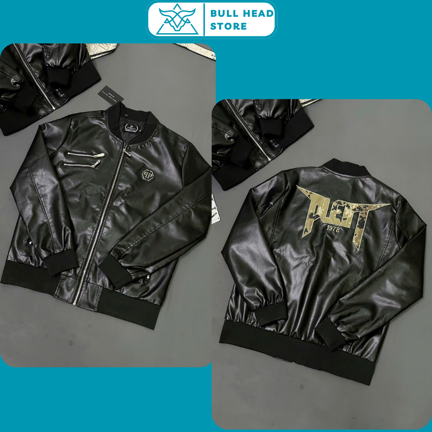 Philipp Plein Men's Bomber Jacket with Full Leather Coat - Super ...
