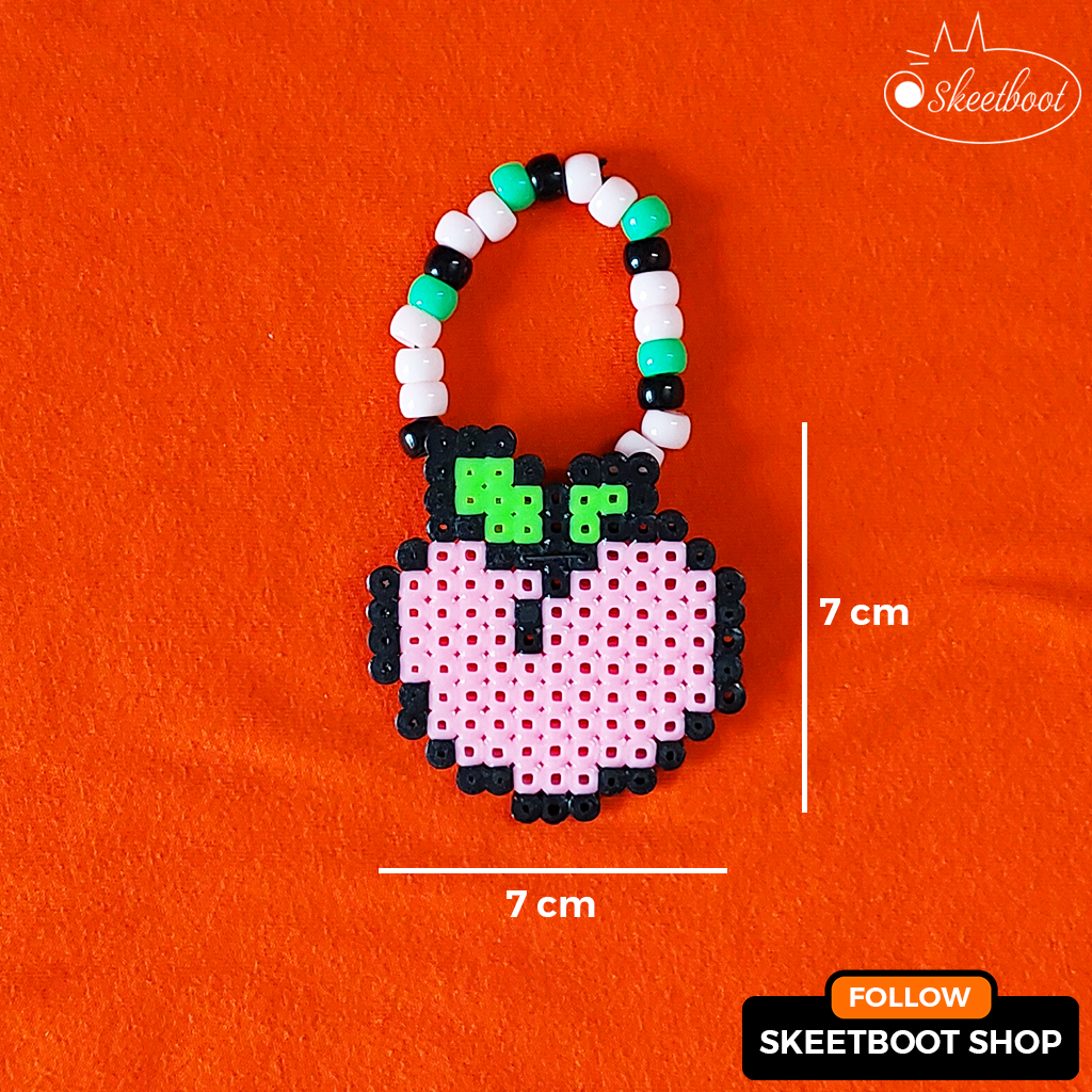 Peach kandi bracelet - pink peach perler bracelet - rave edm festival ...