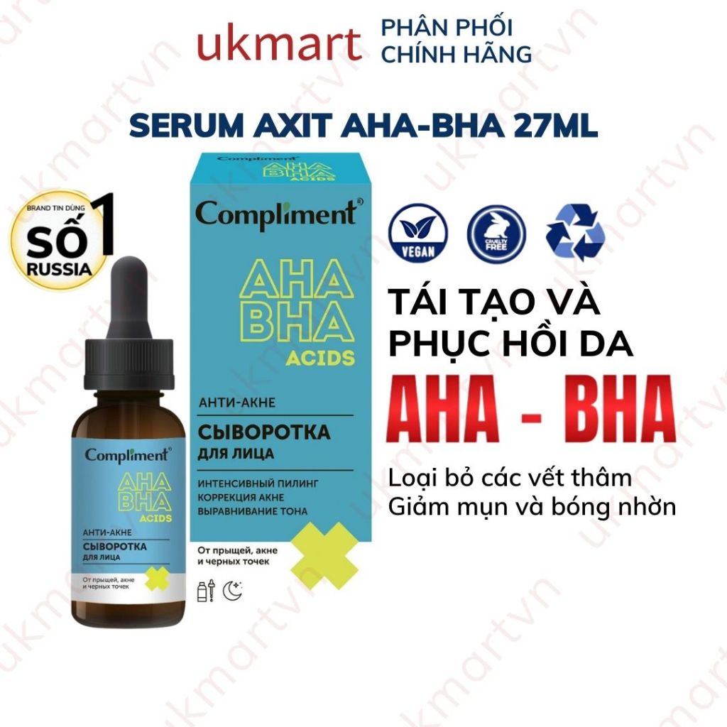 Serum Compliment AHA BHA Anti-Acne reduces Acne, fades dark spots ...