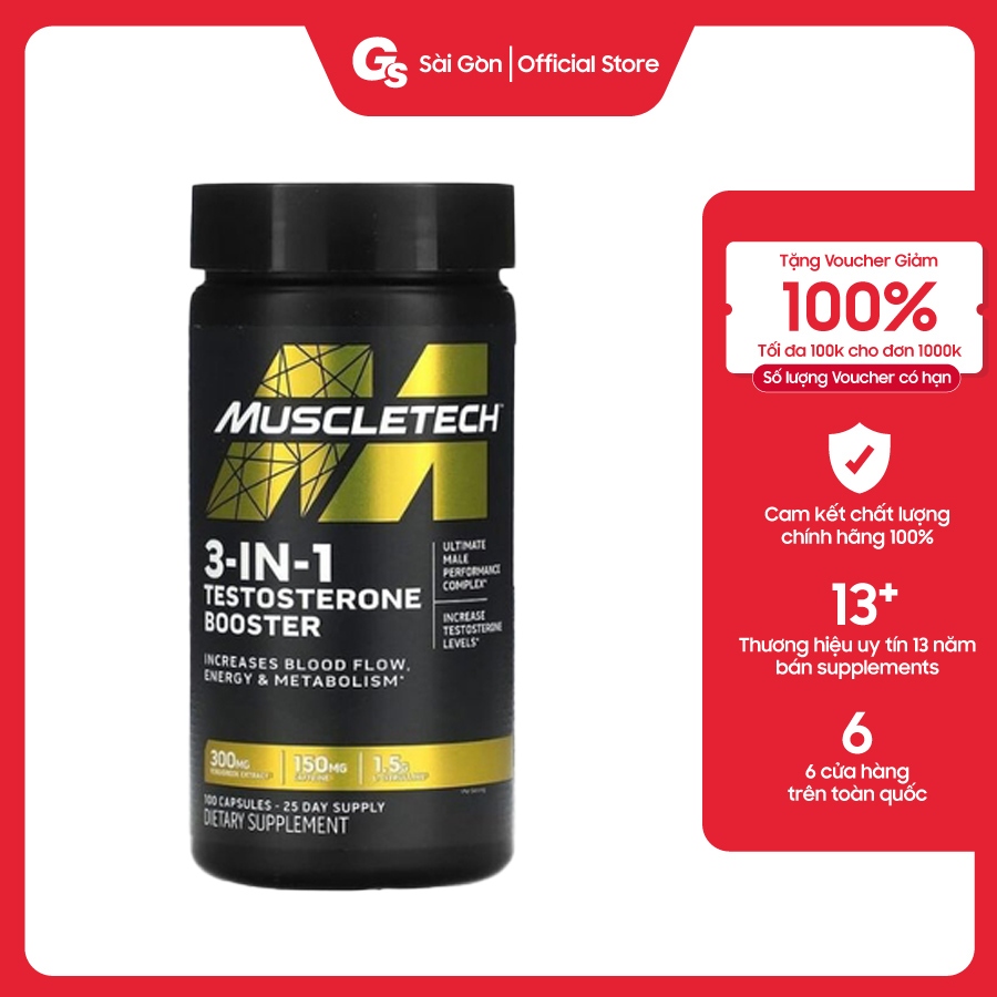 Muscletech 3-in-1 Testosterone Booster pills - Men's health support ...