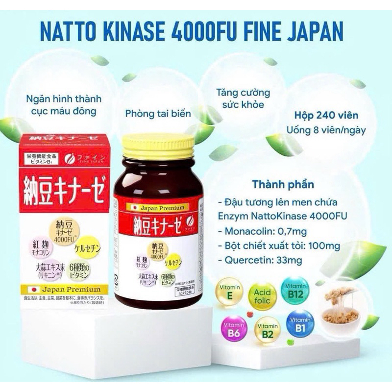 Natto Kinase 4000FU FINE JAPAN pills support stroke treatment, box of ...