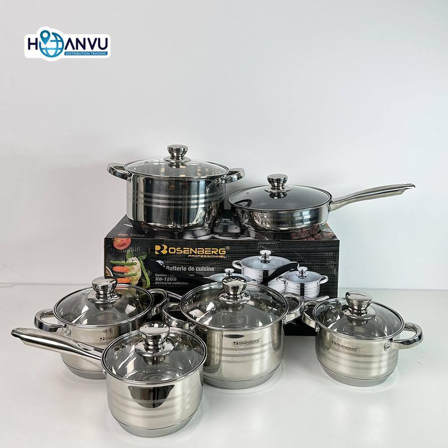 Rosenbergs Stainless Steel Cookware Set 12in1 Stainless Steel Cookware ...