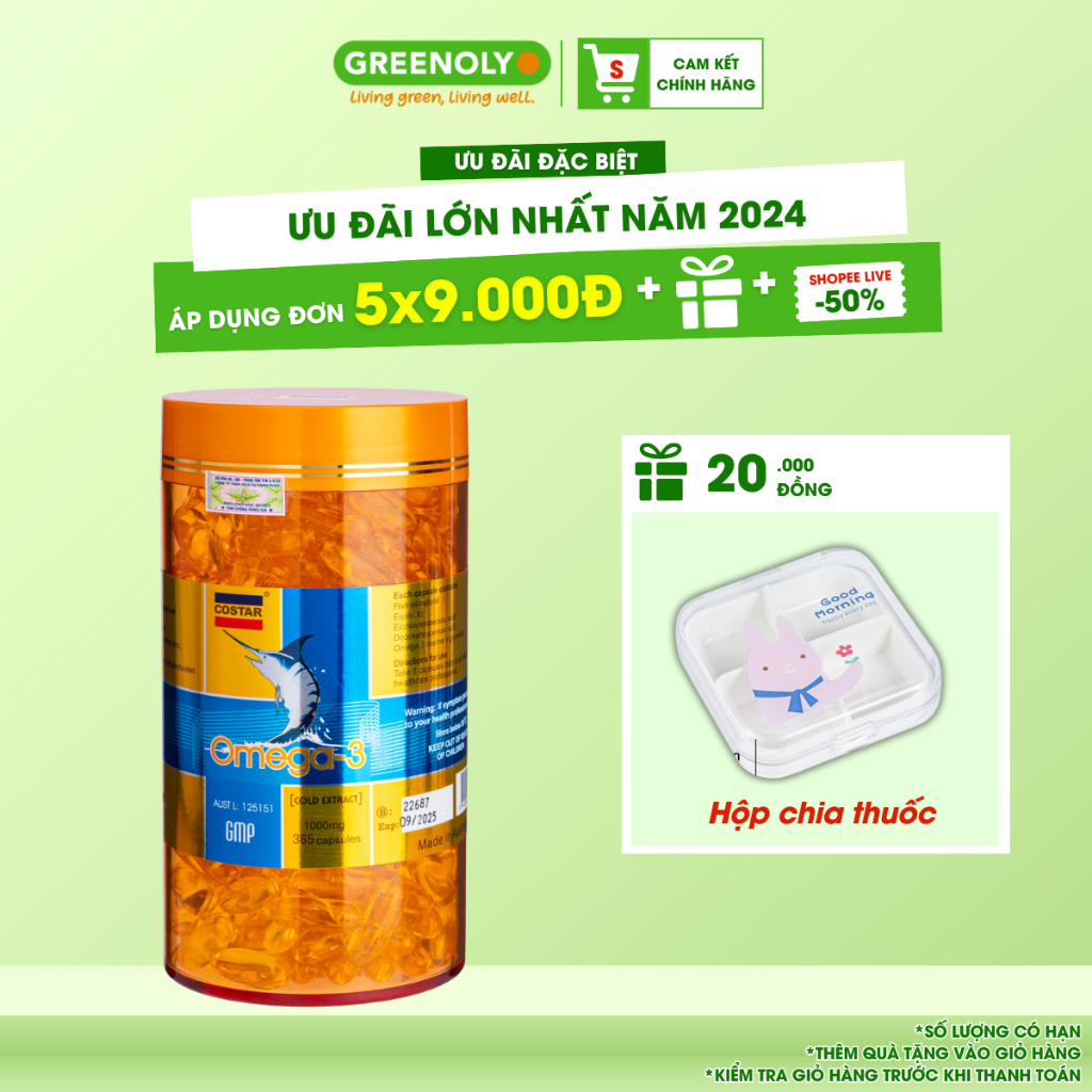 Costar Fish Oil Supplement Omega 3 1000mg Strengthens Brain, Heart and ...