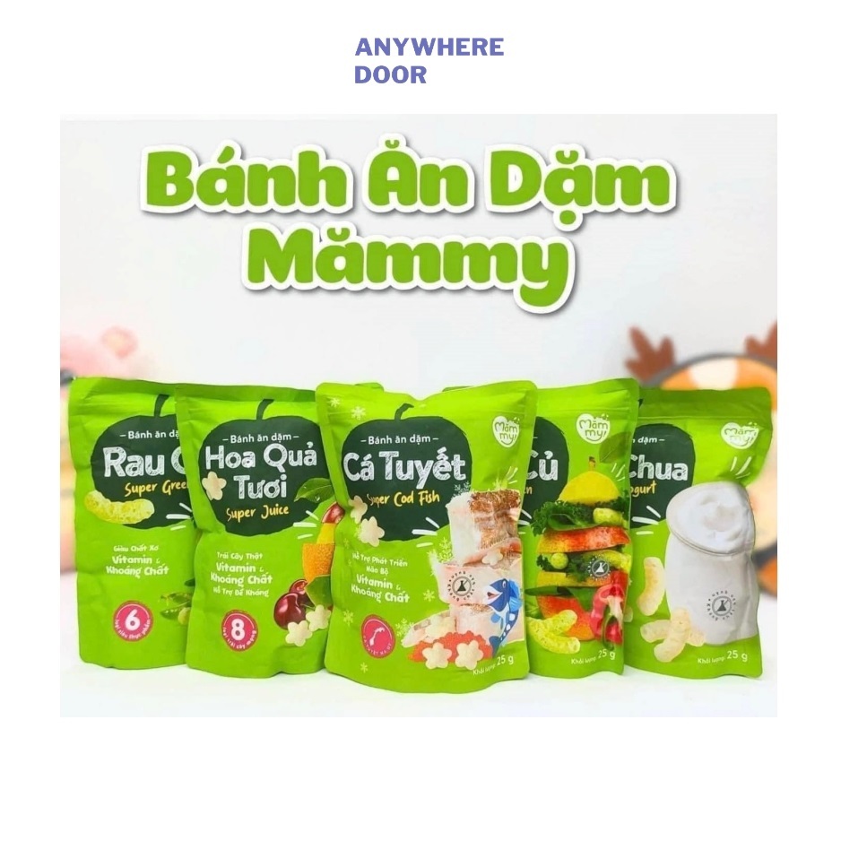 Mammy snacks with flavors of vegetables, cheese, fruit, cod, yogurt ...
