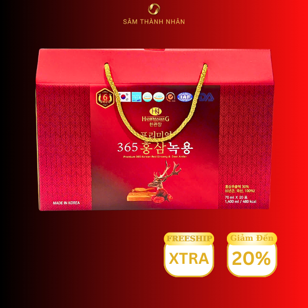 Hansusam Korean Red Ginseng Deer Antler Ganoderma Drink Box of 20 packs ...