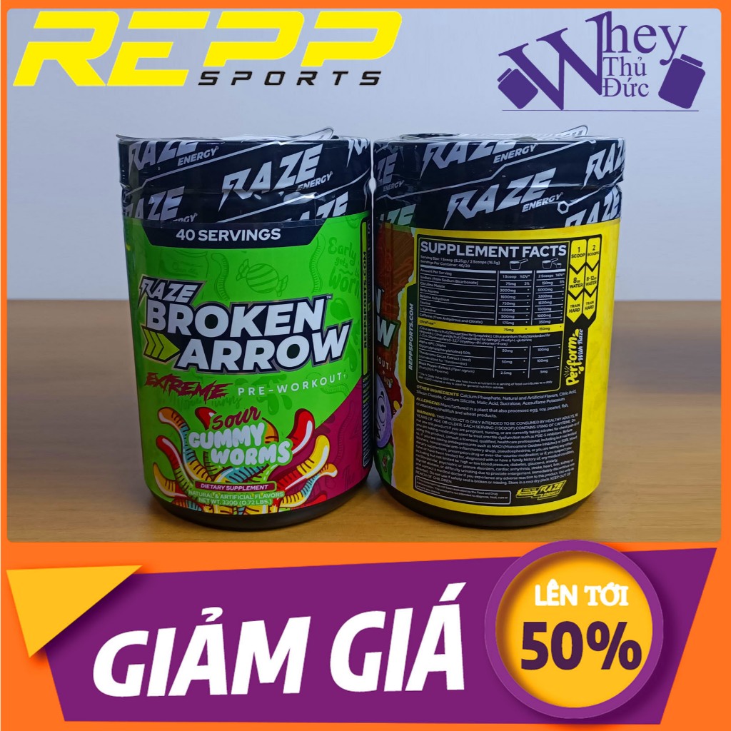 Raze Pre Workout BROKEN ARROW 40 Servings Sour Gummy Raze flavor ...
