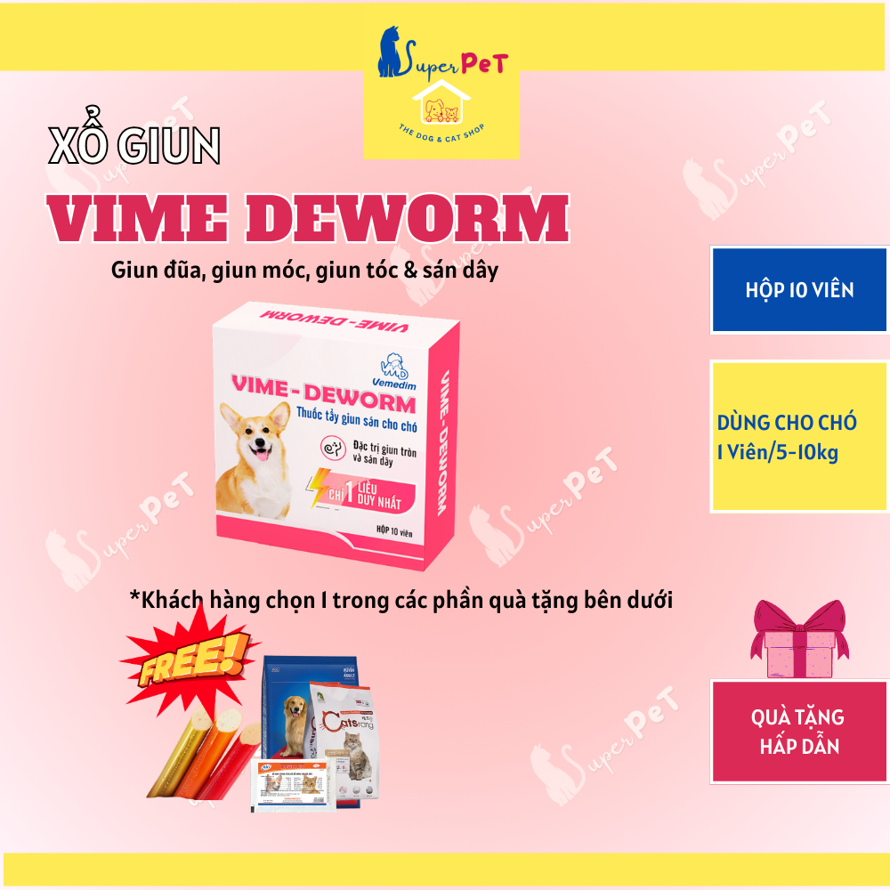 Vime DEWORM Dog Dewormer (Box of 10), Dewormer Tablets for Dogs Round ...