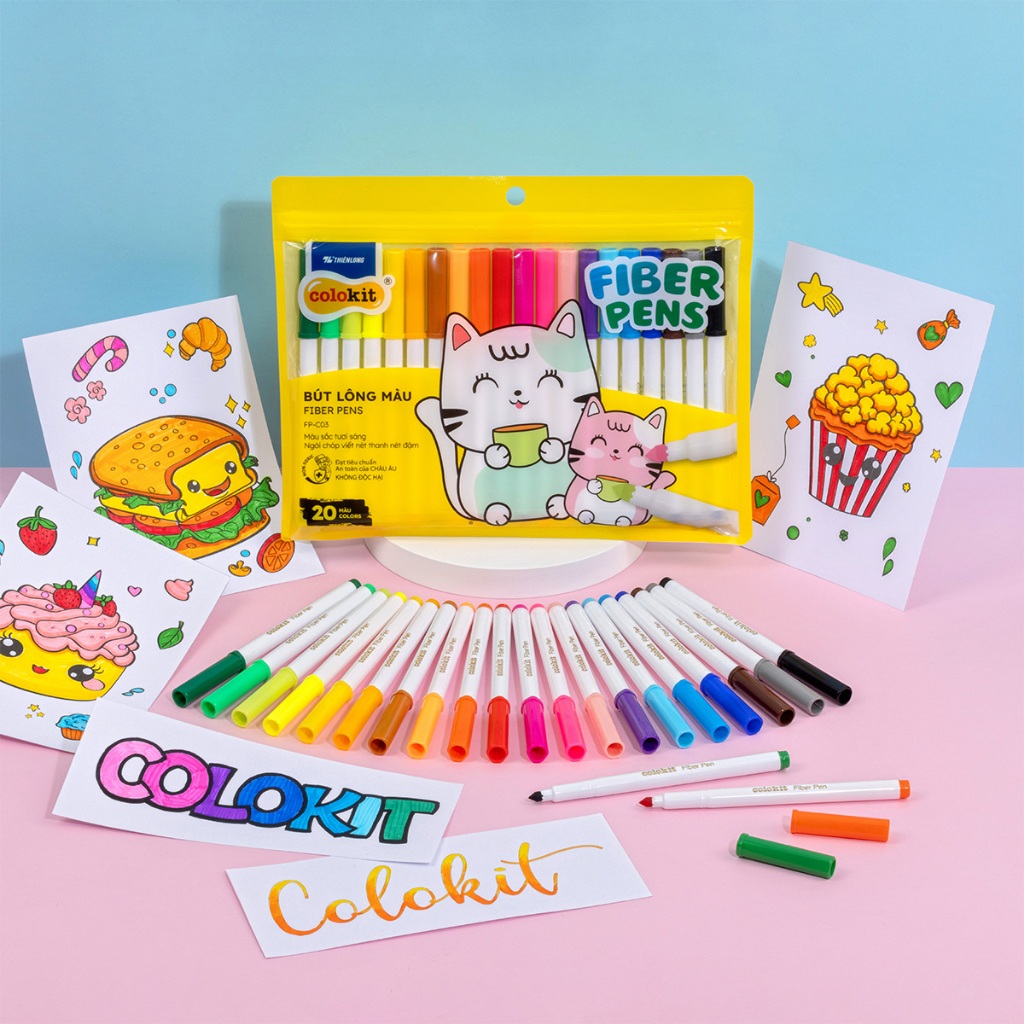 Fiber Pen Thien Long Colokit FP-C03 20 bright colors safe for children ...