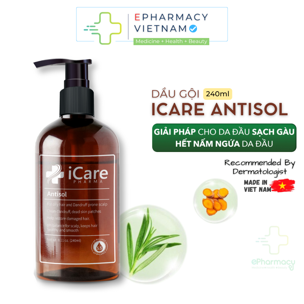 ICare Pharma Antisol Medicinal Shampoo pH 6.5 Cleans Dandruff, Reduces ...