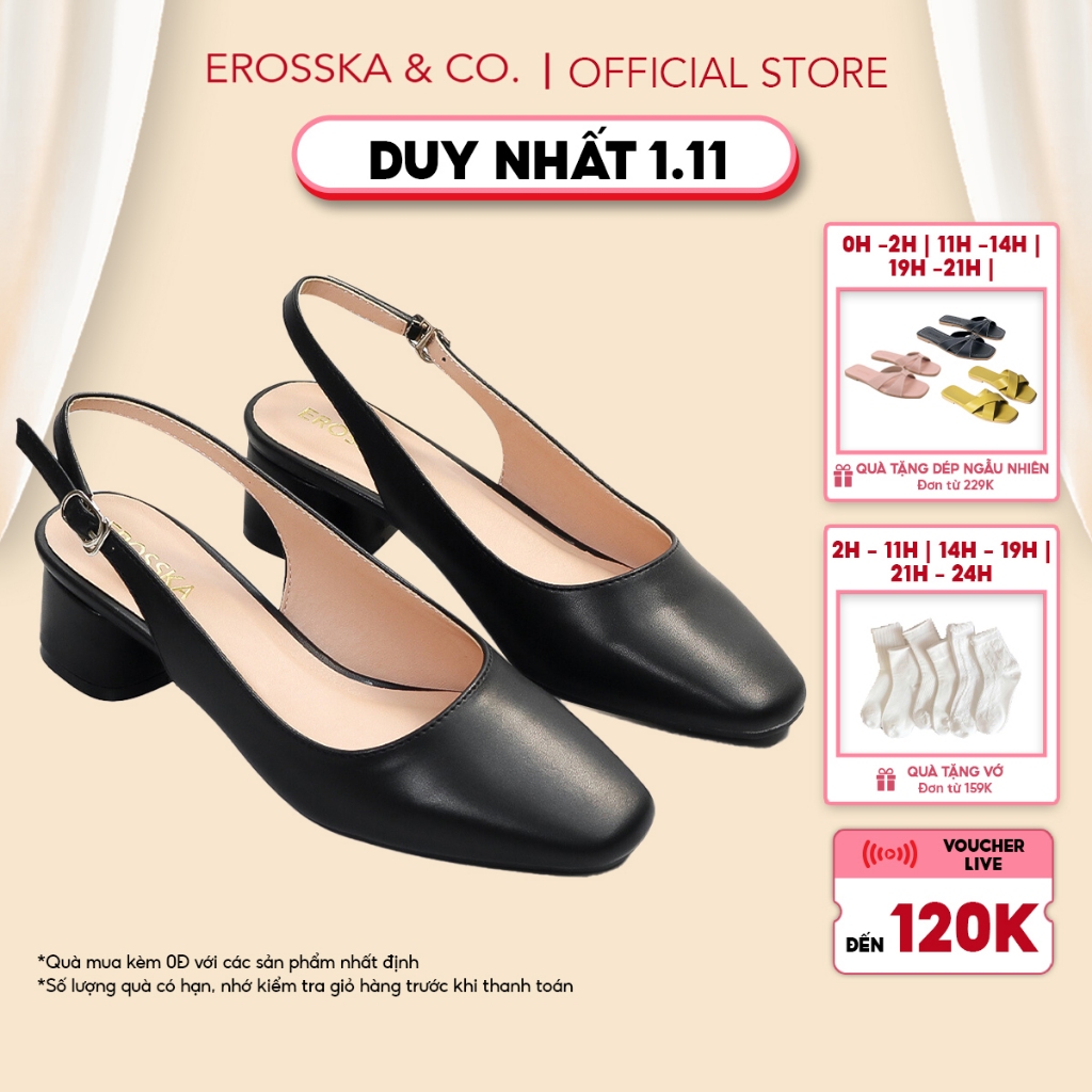 Erosska - Square toe slingback high heels, basic style, solid square ...