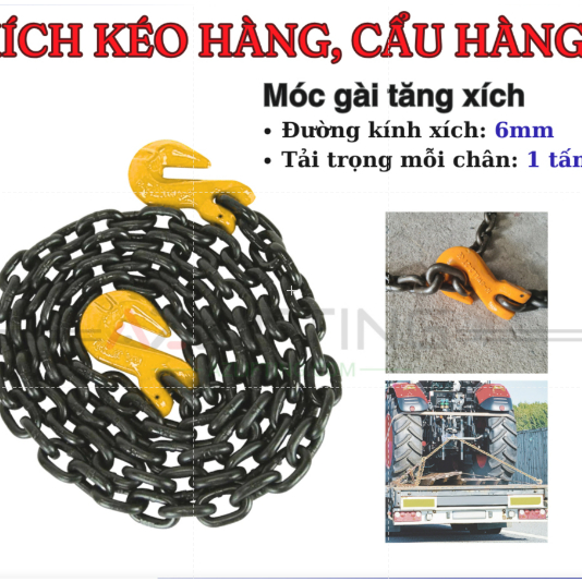 G80 cargo pulling chain, 6mm cargo crane chain with load capacity of 1 ...