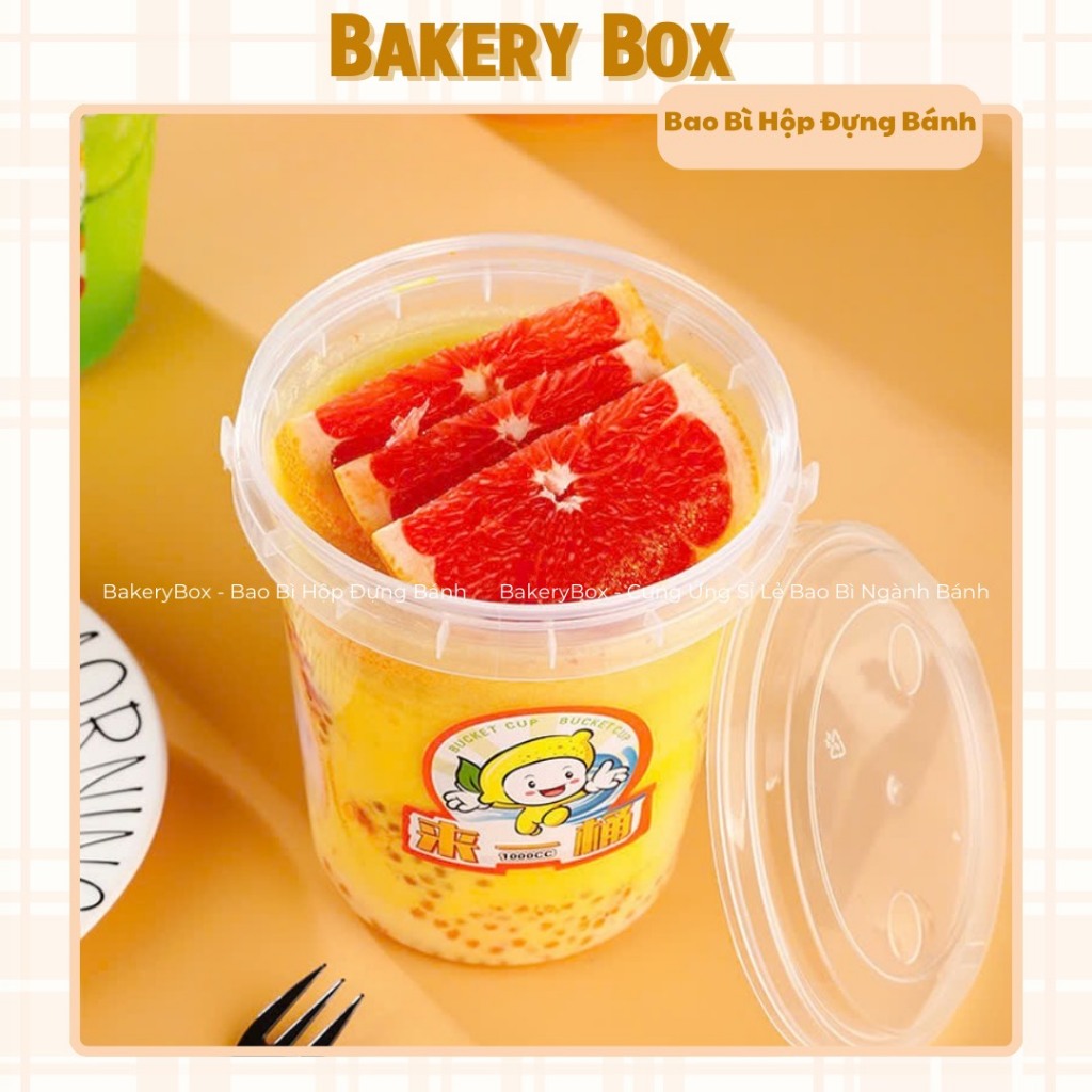 50 Clear Plastic Buckets with Handles for Milk Tea, Fruit Tea, and ...