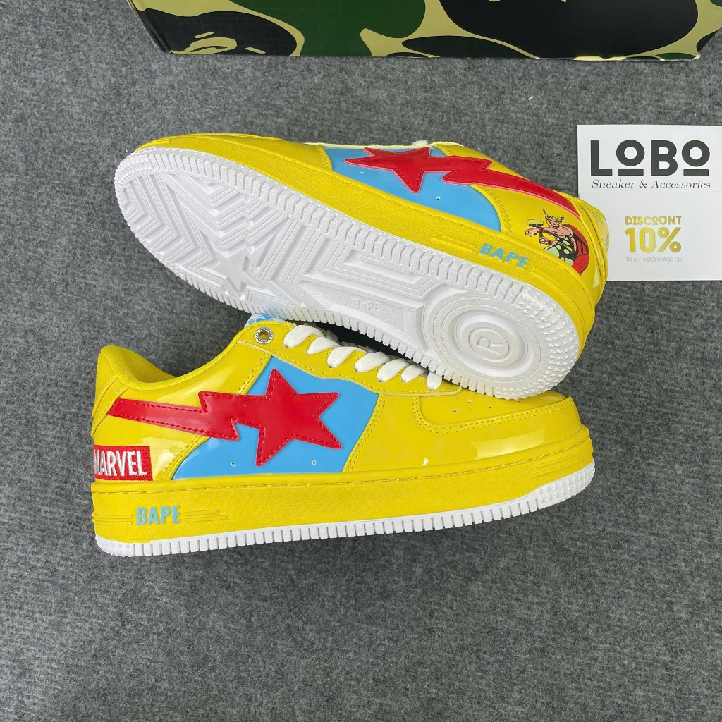 A Bathing Ape Sta Marvel Comics Thor sneaker (Yellow Bape) 1:1 version ...