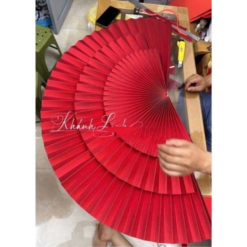 CNY Decorative red velvet paper fan blanks of all sizes. | Shopee Malaysia