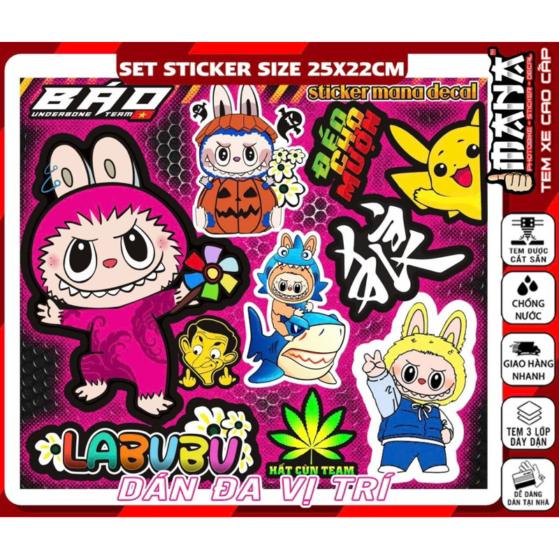 Car stickers, labubu pikachu car stickers, multi-position stickers ...