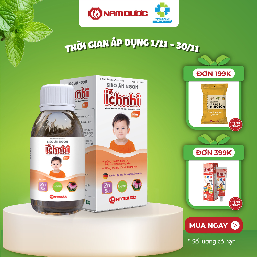 Ich Nhi Plus Delicious Food Syrup 100ml bottle helps improve resistance ...