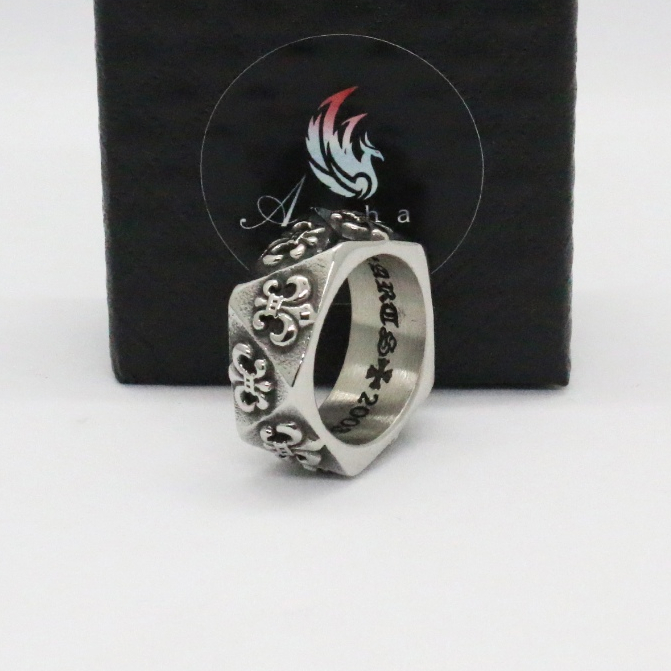 Chrome Heart PENTAGON BS FLEUR stainless titanium ring with unique ...