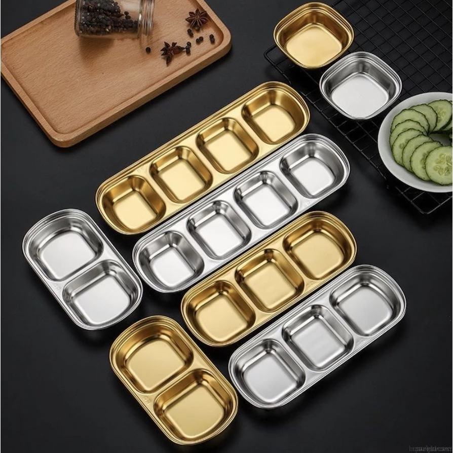 Simple, Luxurious Korean-Style Stainless Steel Sauce Tray with 1/2/3/4 ...