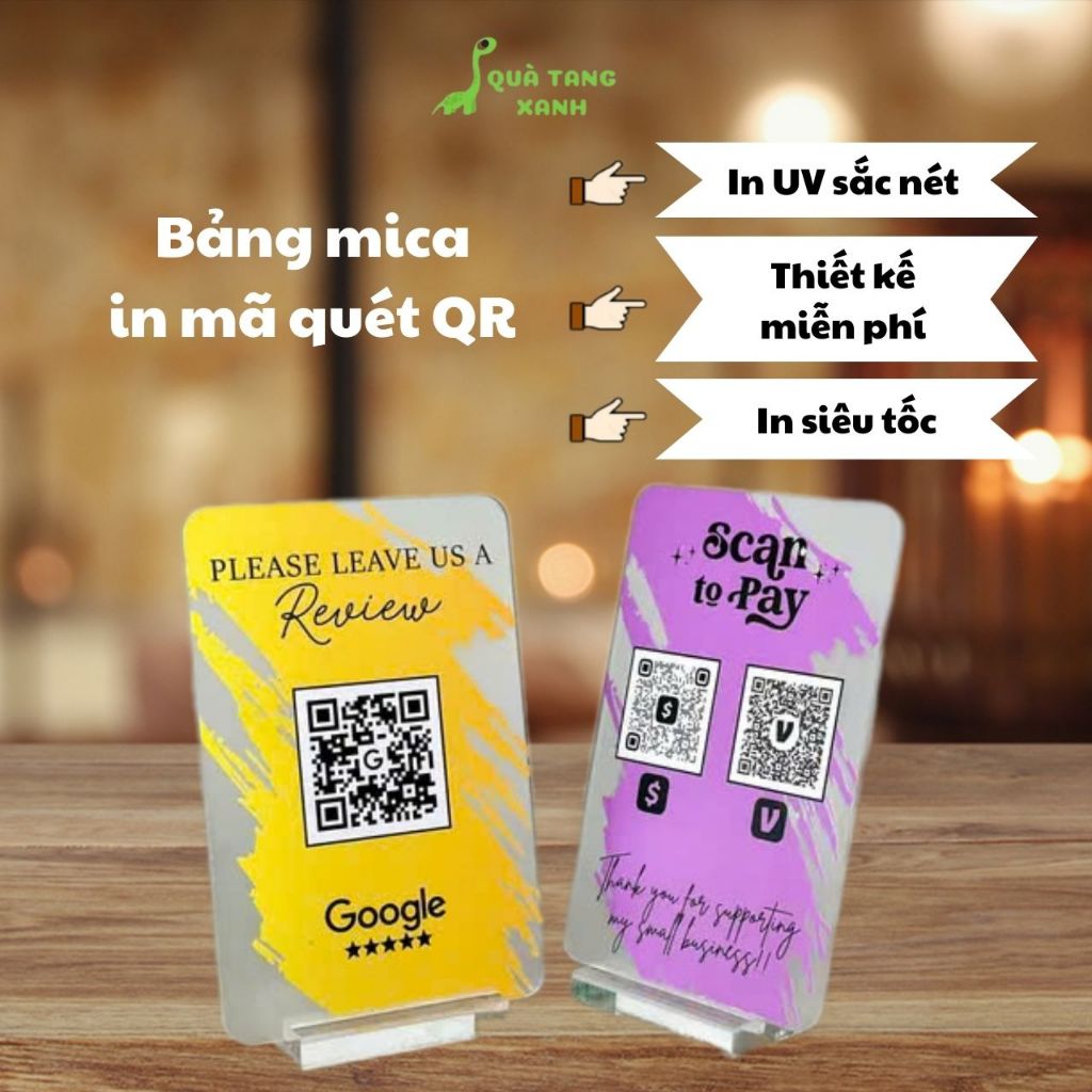 Mica board with qr code printed on the table, printed on demand, printing bank account qr codes ...