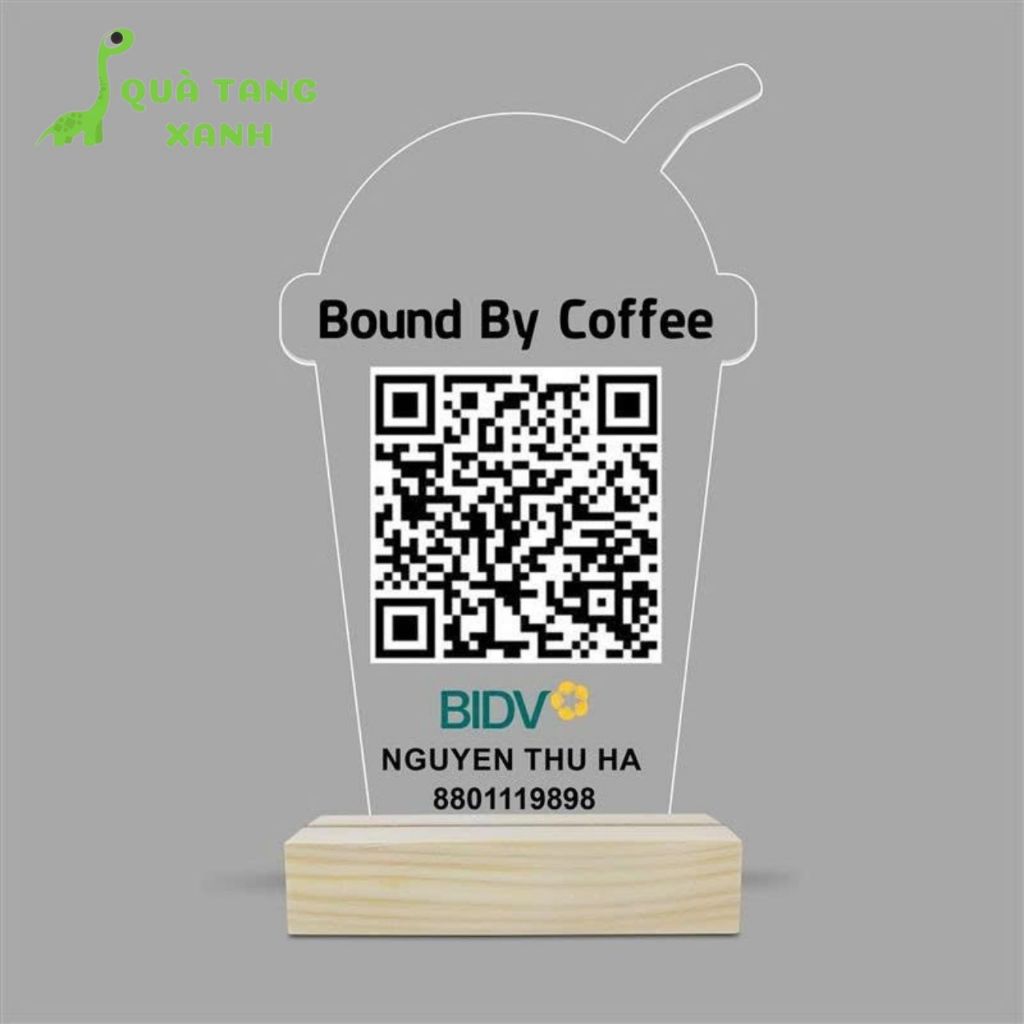 Desktop qr code board with cup image printed on request, bank qr code ...