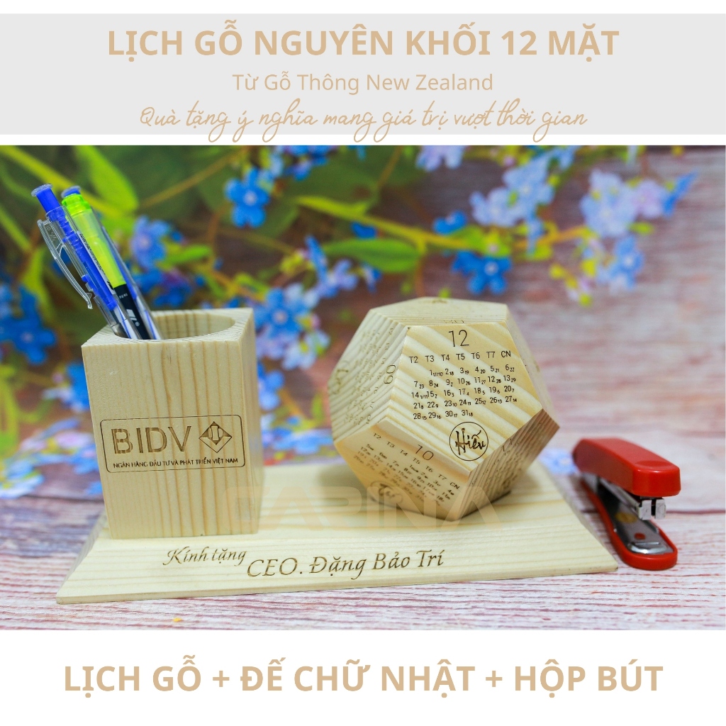 12-sided solid wood calendar, pentagonal wood calendar, feng shui 2025 ...